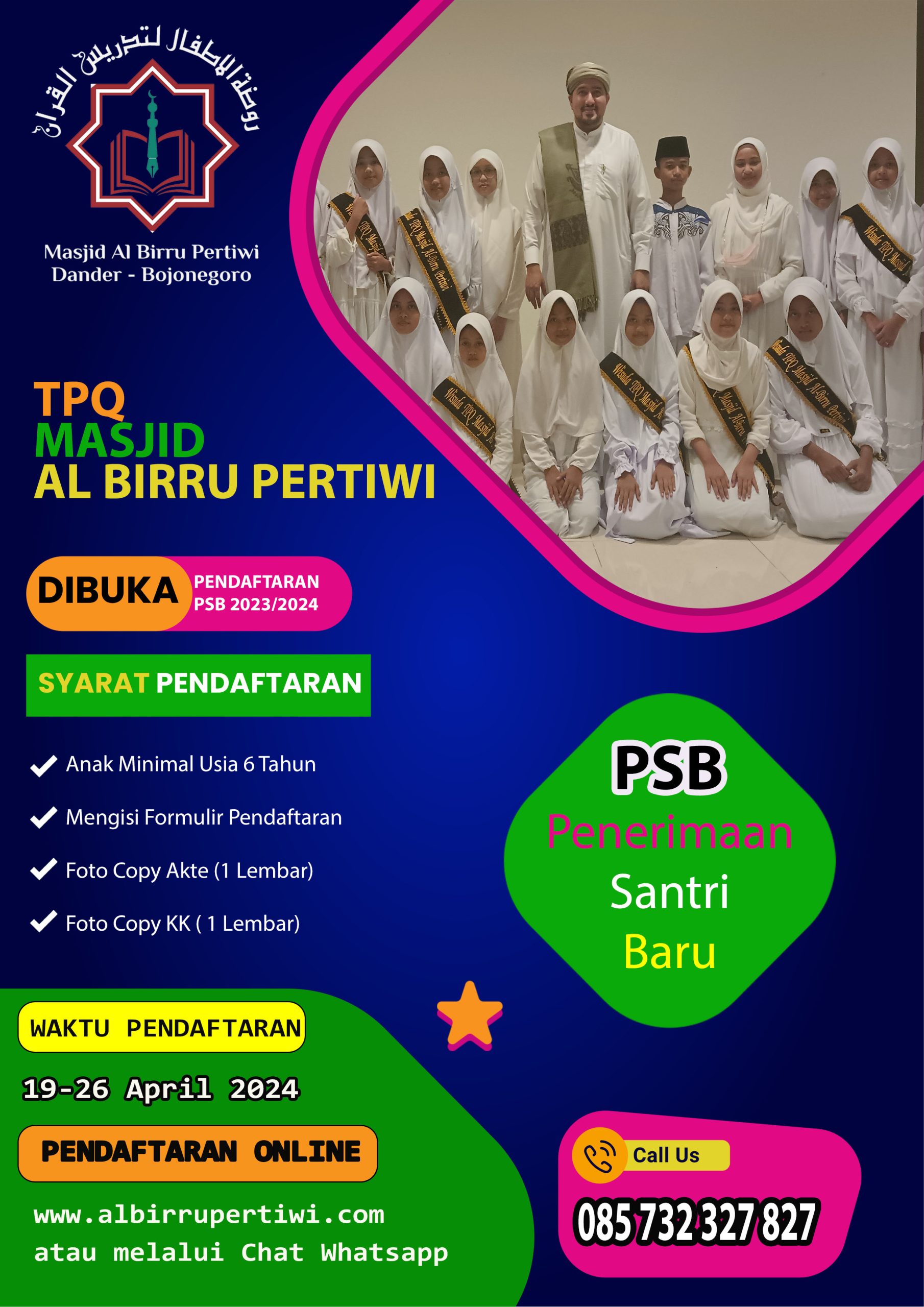 PENDAFTARAN SANTRI BARU TPQ MASJID ALBIRRU PERTIWI APRIL 2024 | Masjid Al Birru Pertiwi
